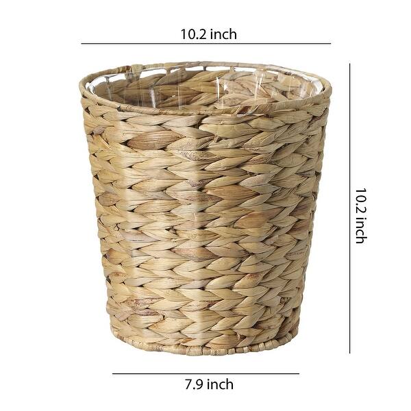 Bathroom Wastebasket - Hand-Woven Water Hyacinth Wicker Decorative ...