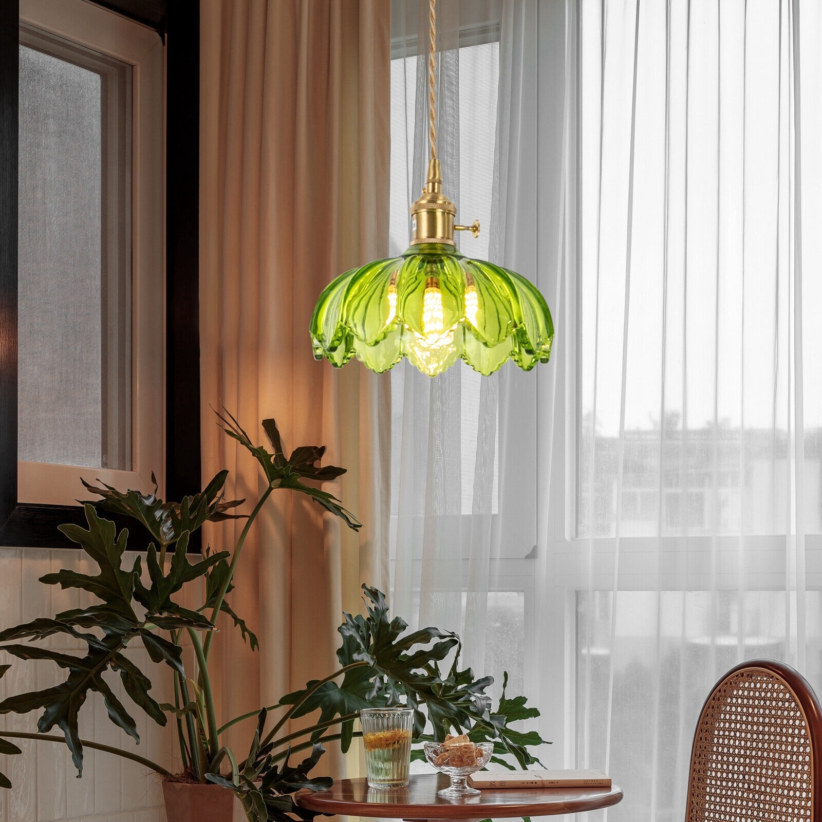 green retro ceiling light