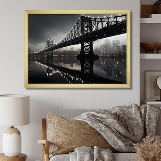 Designart "Grey Bridge Urban Connection Charcoal II" Architecture ...