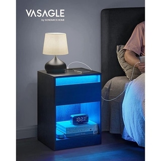 VASAGLE Nightstand with Charging Station & LED - Bed Bath & Beyond ...