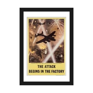 iCanvas "Attack begins in factory, propaganda poster from World War II ...
