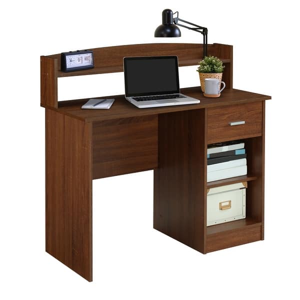 Modern Office Computer Desk with Collection Bookcase Wooden Top Writing ...