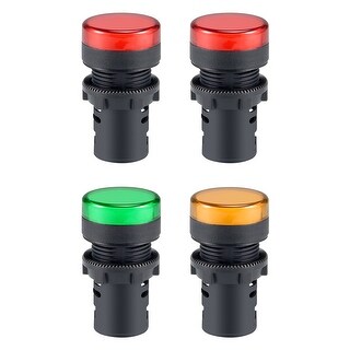 4Pcs Indicator Lights, Red &Green &Yellow LED, Flush Panel Mount 22mm ...