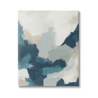 Stupell Abstract Blue & Cream Brush Strokes Canvas Wall Art by June ...