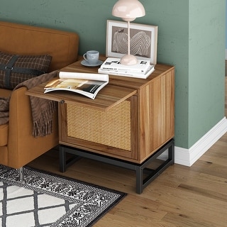 Rustic Wood Bedside Table Bedroom Nightstand with Pull Out Tray and a ...