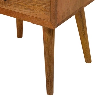 Wooden Bedside Table with 2 Drawers and Angled Legs, Oak Brown - Bed ...