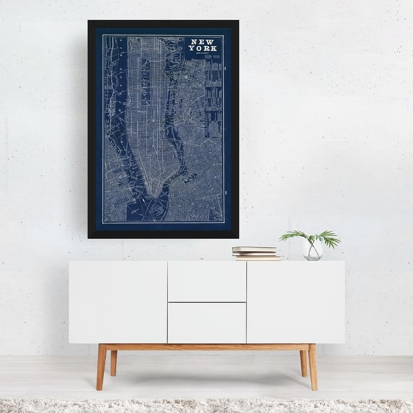 New York City Manhattan Blueprint Map New York Maps Art Print/Poster ...