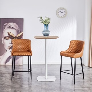 Millie 26'' Diamond Vegan Leather Counter Stool (Set of 2) - Bed Bath ...