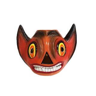 10.5” Schaller Orange Devil Head Paper Mache Halloween Candy Container ...