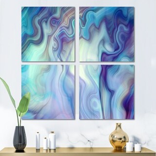 Designart "Marbled Colours in Shades of Turquoise and Purple" Modern ...