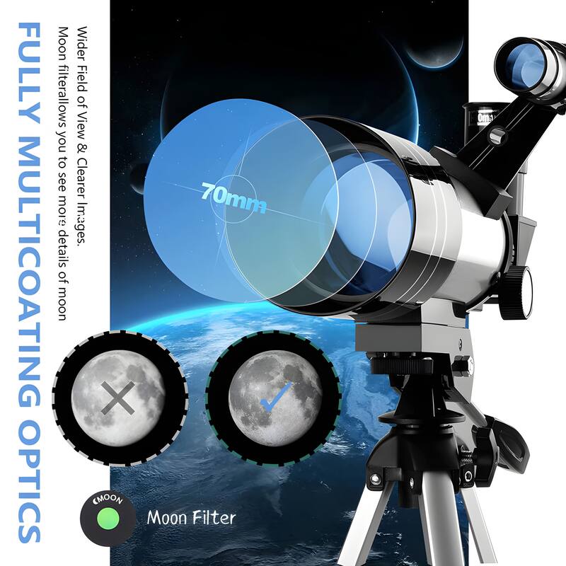 Portable 70mm Refractor Telescope for Adults & Kids - 15X-150X ...