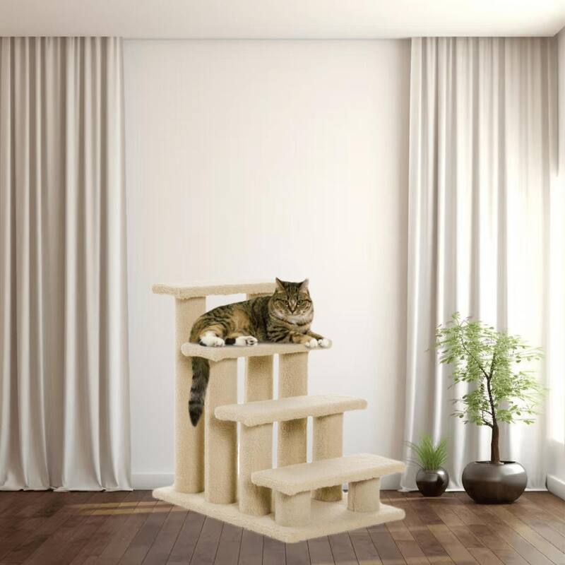 Durable Cat Stairs with Scratching Posts and Soft Plush Steps, 4-Step ...