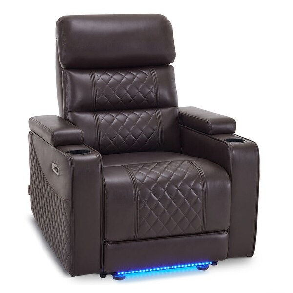 MCombo Power Recliner Chair with Adjustable Headrest USB Type C Port Electric Reclining Sofa with Armrest Storage LED Light for Living Room