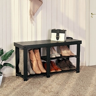 SONGMICS Bamboo Shoe Bench, Shoe Rack for Boots, Entryway Storage ...