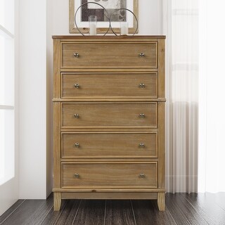 Modern Solid Wood Chest with 5 Drawers - Bed Bath & Beyond - 37749727