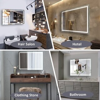 48 in. W x 36 in. H Large Rectangular Framed LED Light Anti-Fog Wall ...