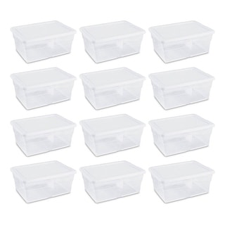 Sterilite 16 Quart Clear Plastic Stacking Storage Container Box (12 ...