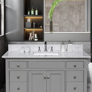 49 Inches Bathroom Stone Vanity Top Calacatta Gray Engineered Marble ...