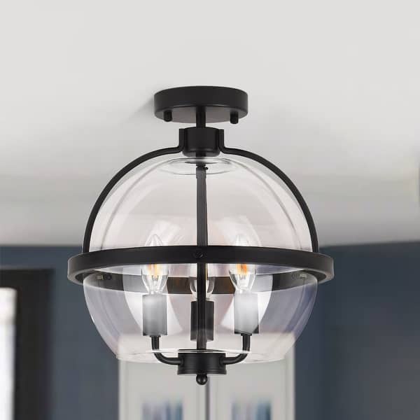 black globe flush ceiling light