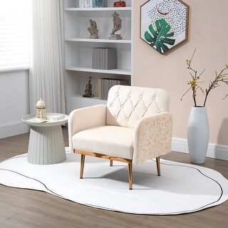 Velvet Accent Chair Lounge Chair Leisure Recliner Sofa with Rose Golden ...