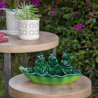 Ceramic 12" Frog Trio Bird Feeder,Green - Bed Bath & Beyond - 39718249