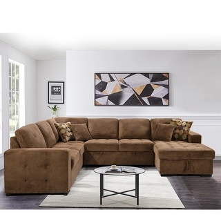 Brown Oversized Sectional Sofa with Storage Chaise For Large Space - Bed Bath & Beyond - 36909914
