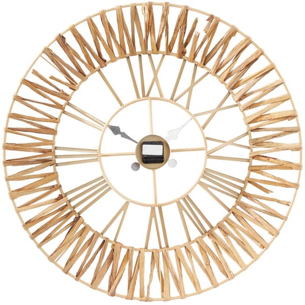 Seagrass Round Wall Clock with Weaving Design - Gold - The Novogratz ...