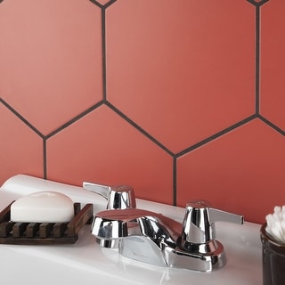 Merola Tile Textile Basic Hex Red 8-5/8" x 9-7/8" Porcelain Floor and ...