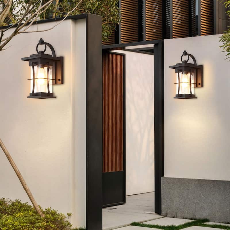 1 Light Modern Farmhouse Outdoor Wall Lighting in Black - 7in - On Sale ...