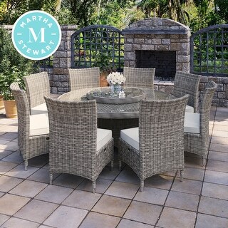 Martha Stewart Highfield 9-Piece Round Patio Dining Set - Bed Bath ...