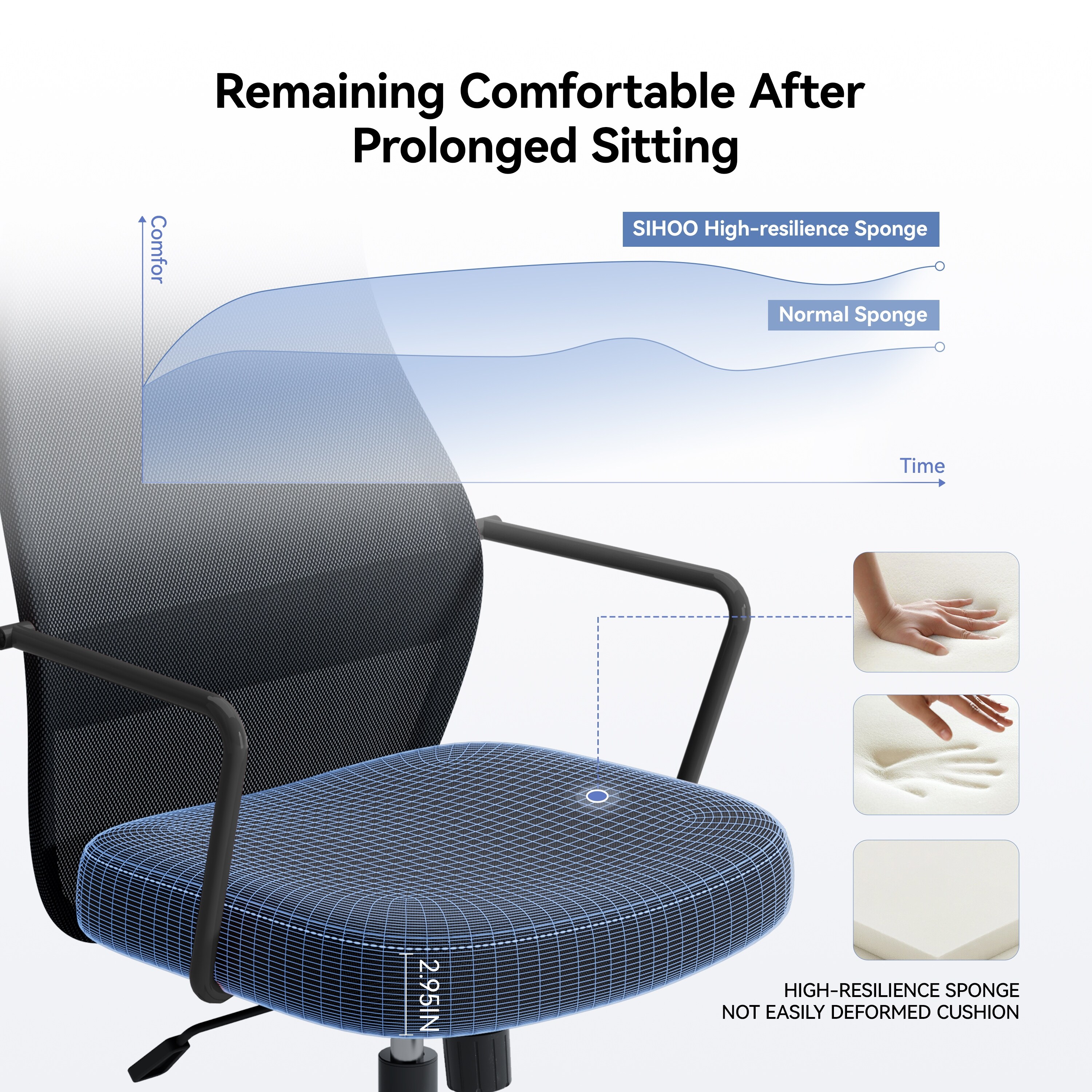 SIHOO Ergonomic Office Chair Home Computer Desk Chair Black 75.5 64 122.5 On Sale Bed Bath Beyond 40122959