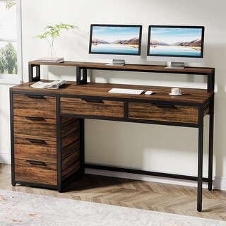 55 Inches Computer Desk Home Office Desk with 6 Drawers - Bed Bath ...