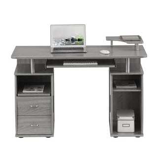 Topcraft Computer Workstation Desk With Storage, Grey - Bed Bath ...