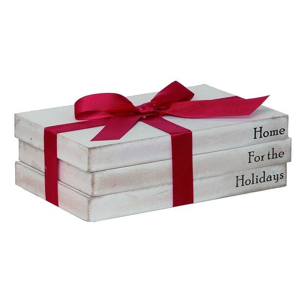 Transpac Wood 9.4 in. White Christmas Rustic Holiday Book Stack - Bed ...