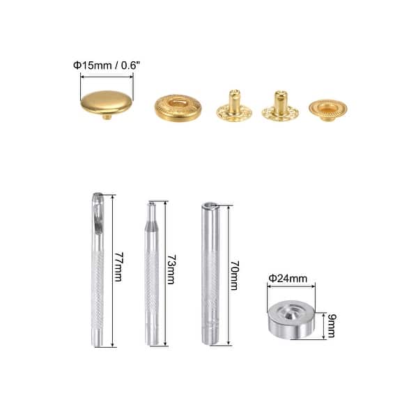 12 Sets Snap Fasteners Kit Metal with 4 Setter Tools for Clothing ...