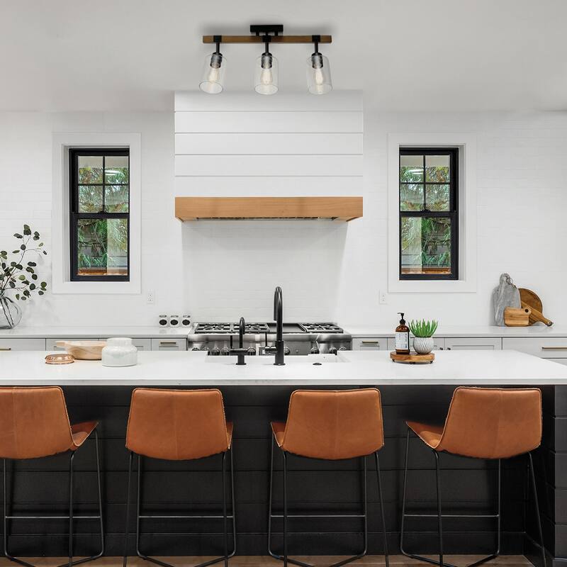 Austin 3-Light Faux Wood Track Lighting - one size - On Sale - Bed Bath ...