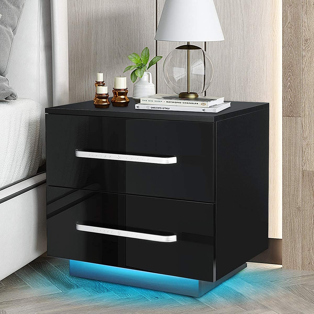 Black high gloss bedside cabinets store