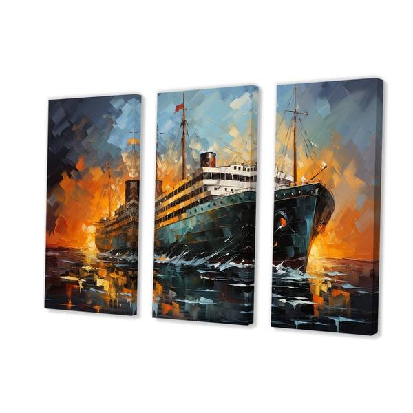Designart "Boat Titanic Collage Interwoven I" Transportation Canvas Art ...