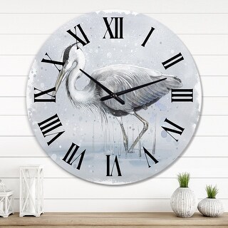 Designart 'Grey Heron Bird' Farmhouse wall clock - Bed Bath & Beyond ...