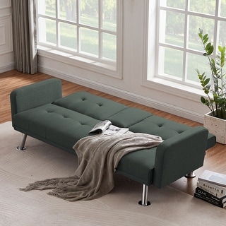 Convertible Folding Sofa Bed Adjustable Back Fabric Sleeper Sofa with ...