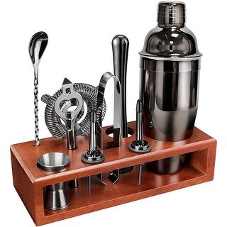 Cocktail Shaker Set Bartender Kit Stand Black 24OZ for Tequila Whiskey ...