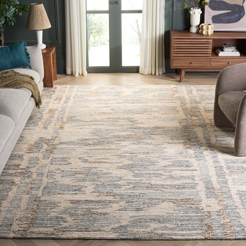 SAFAVIEH Handmade Ebony Irmgardt Modern Wool Rug - Overstock - 40451489