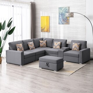 7 Piece Modular Sectional Sofa with Console Table in Gray - Bed Bath ...