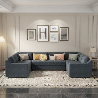 3 Pieces U-Shaped Large Sectional Sofa with Thick Seat and Back ...