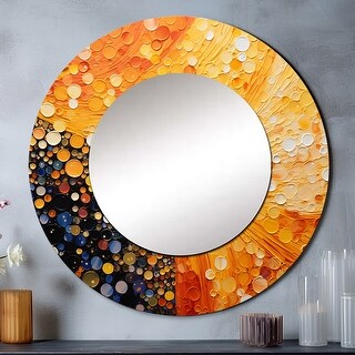 Designart "Fiery Fusion IV" Abstract Collages Round Mirror 36 Inch ...