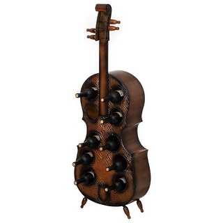 Cello-Shaped Wine Holder 10-Bottle Freestanding Metal Rack Vintage ...