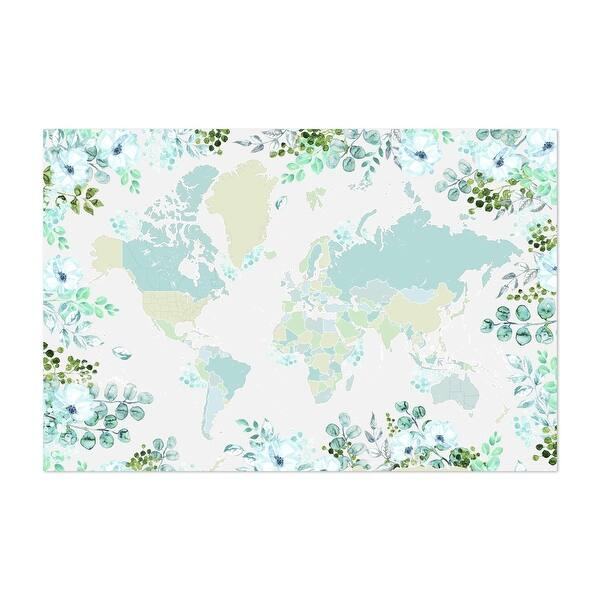Detailed world map with greenery Maps Botanical Art Print/Poster - Bed ...