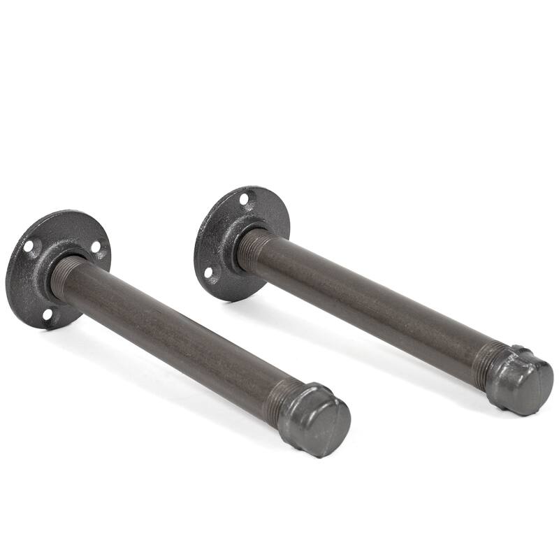 Rustic State Iron Pipe Bracket Set 8 Inch, Gray - Overstock - 35652940