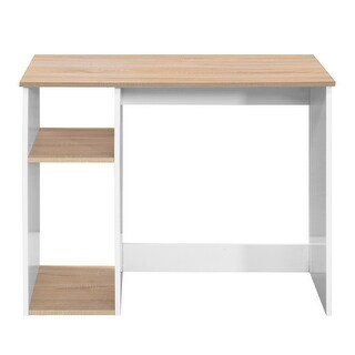Modern Geo Oak and White Computer Table With Storage Shelves - Bed Bath ...