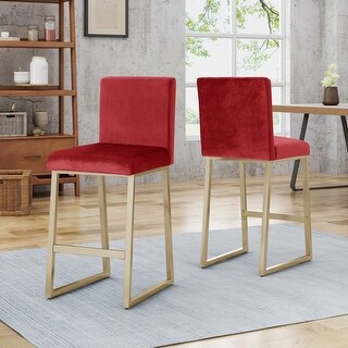 Velvet Barstool, kitchen Island Dining Chair, Wine Red High Chair - Bed ...